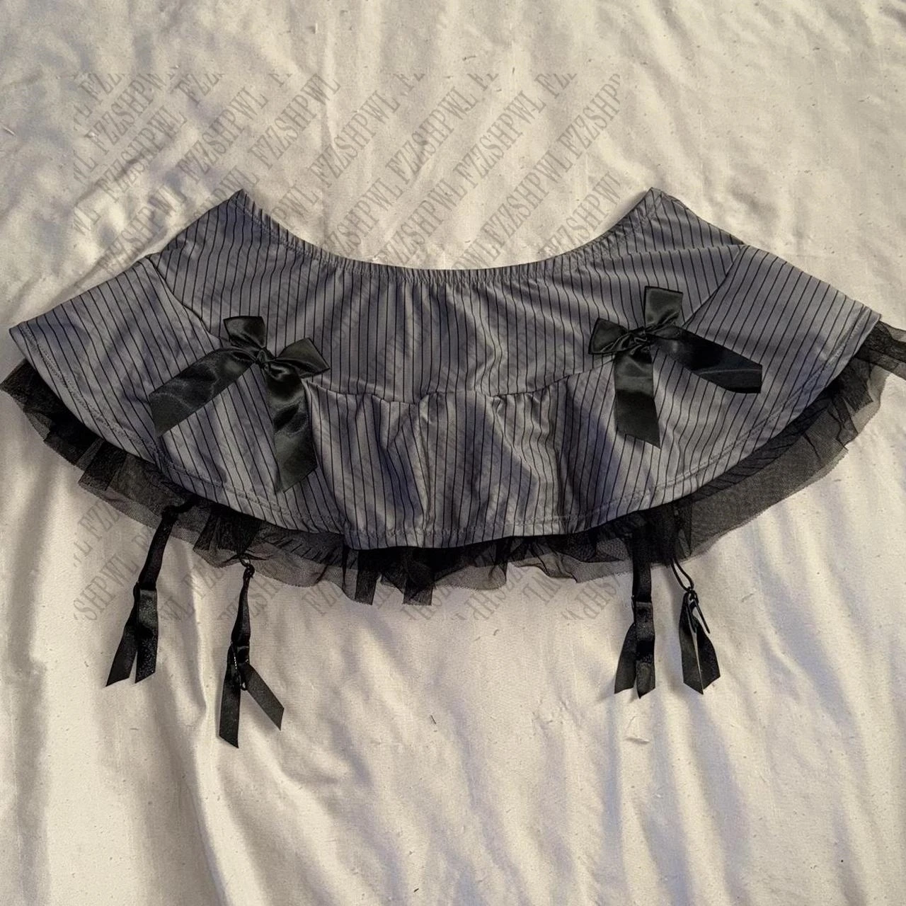 Y2K-falda gótica de rayas grises para mujer, minifalda en capas con ...