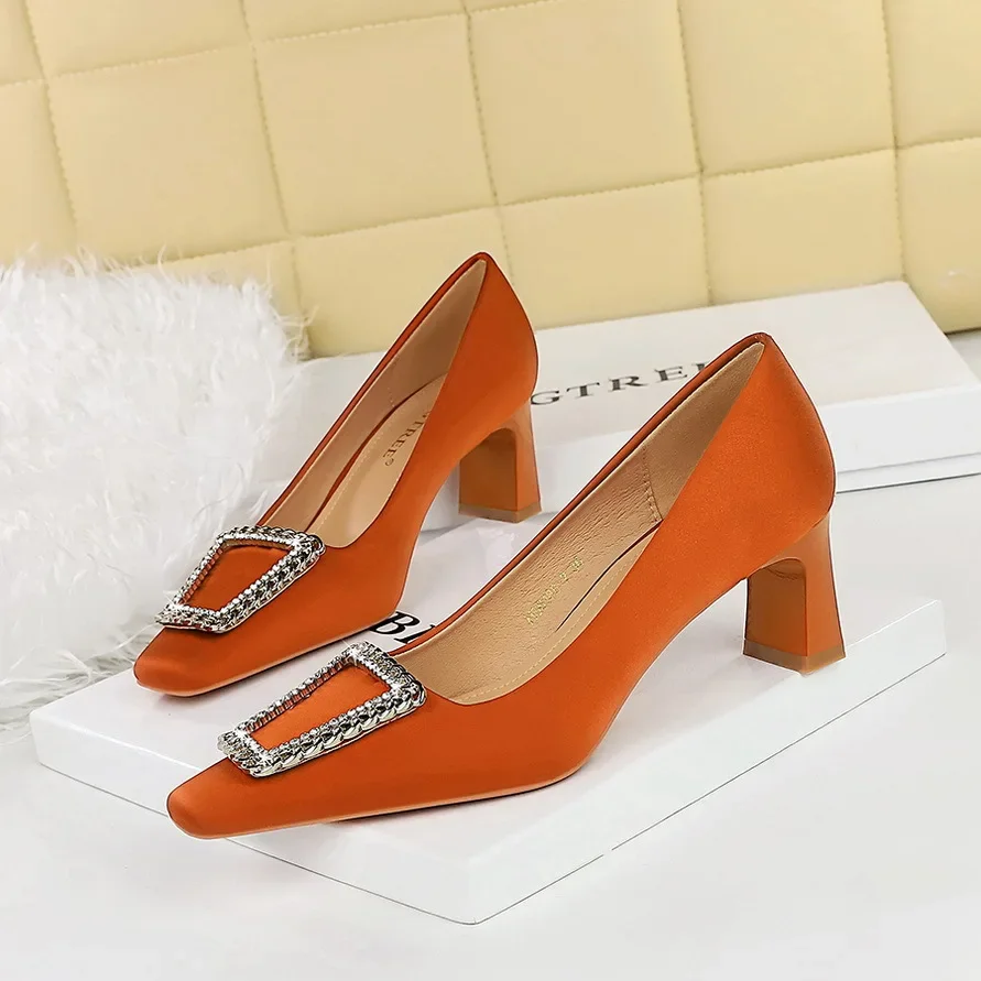 Women-6cm-High-Heels-Silk-Basic-Pumps-Lady-Plus-Size-34-40-Wedding ...