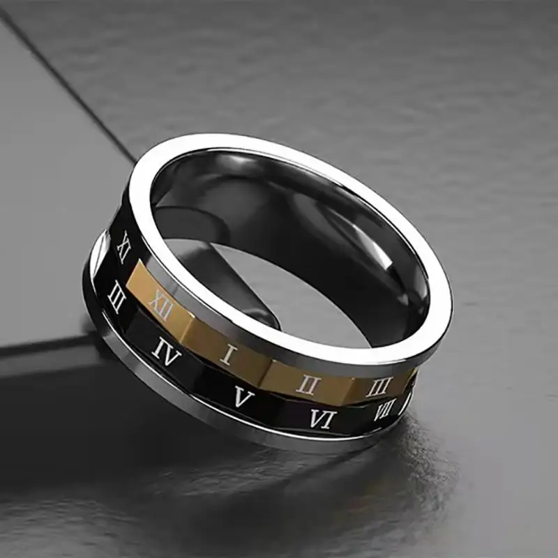 Vintage-Roman-Numeral-Rings-For-Men-Simple-Width-Stainless-Steel ...