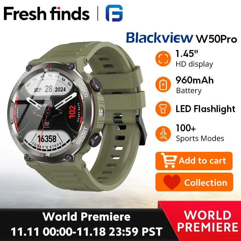 Estreno-mundial-Blackview-W50-Pro-Smartwatch-Pantalla-de-1-45-Llamadas ...