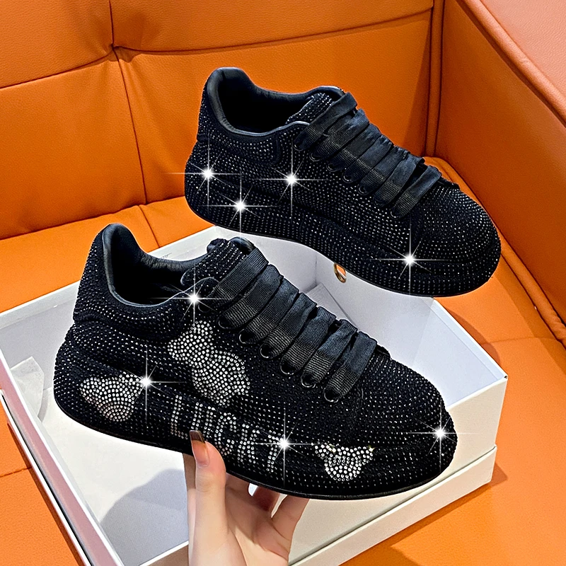 Women's Luxury Sneakers Sparkling Water Diamond Shoes Thick Bottom ...