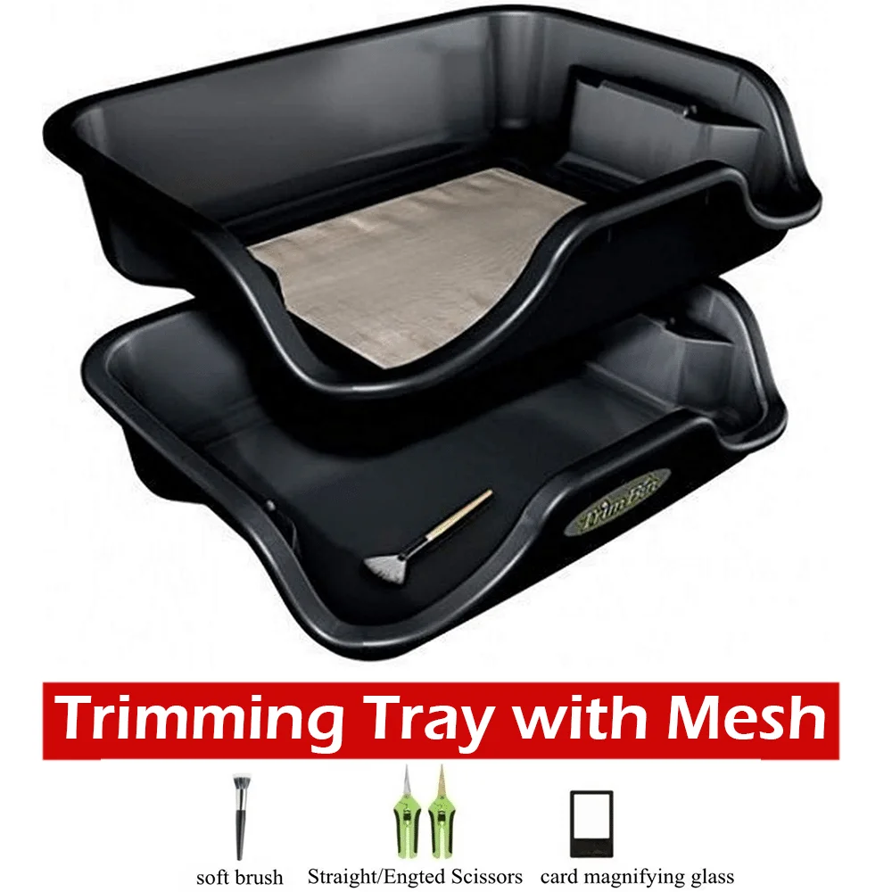 Black-Plastic-Trimming-Tray-Set-with-150-220-Micron-Screen-Mesh-Pollen ...