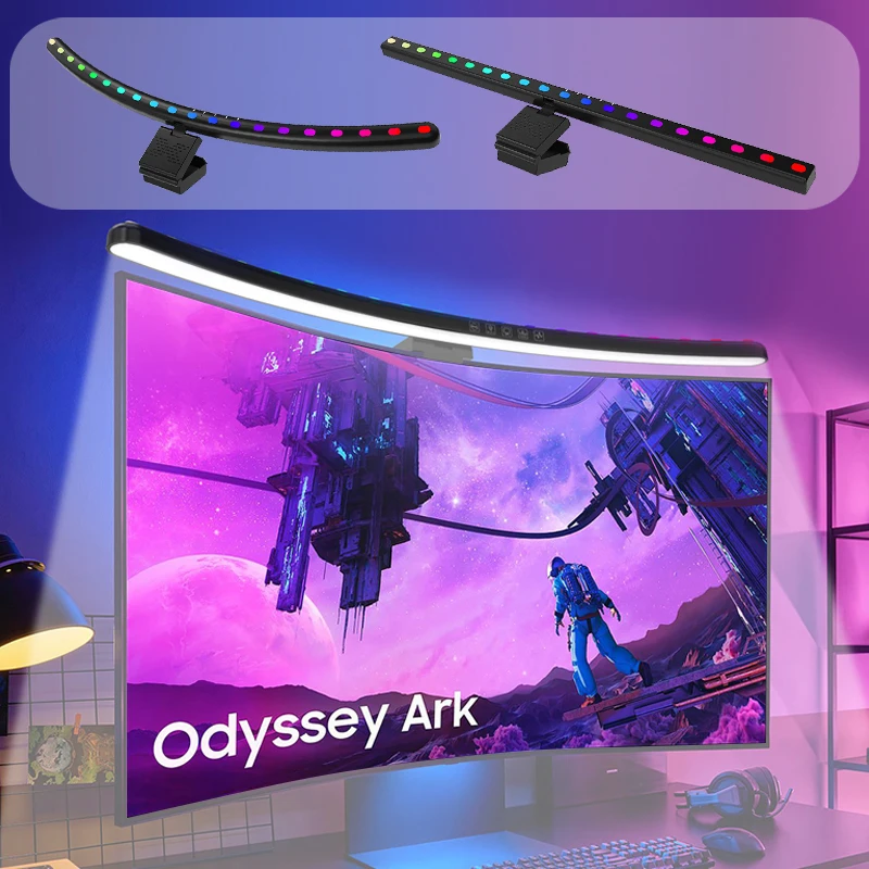 60cm-Desk-Lamp-Two-sided-LED-Light-RGB-Curved-Straight-Monitor-Screen ...