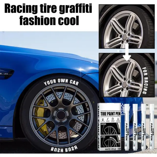 4Pcs Car Paint Pen Waterproof Car Wheel Tire Oily Painting Mark Pen ...