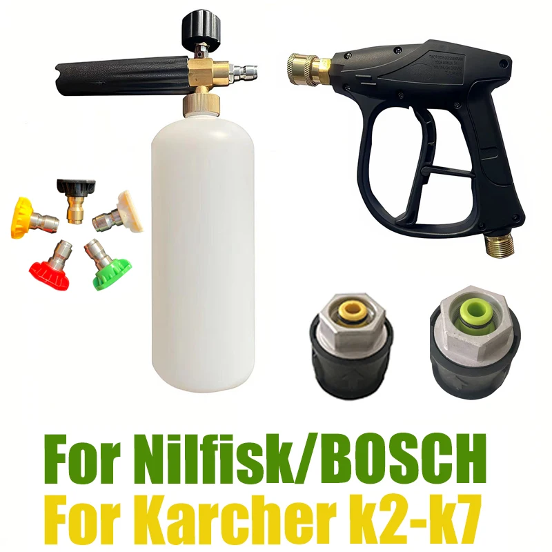 Motorcycle-Washer-High-Pressure-Gun-Soap-Foam-Sprayer-5pcs-Nozzle-14mm ...