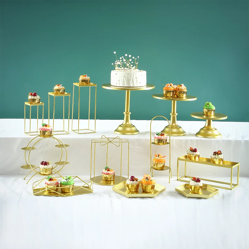 Ins-Cake-Stand-Bread-Dessert-Plate-Banquet-Wedding-Decorative-Metal ...