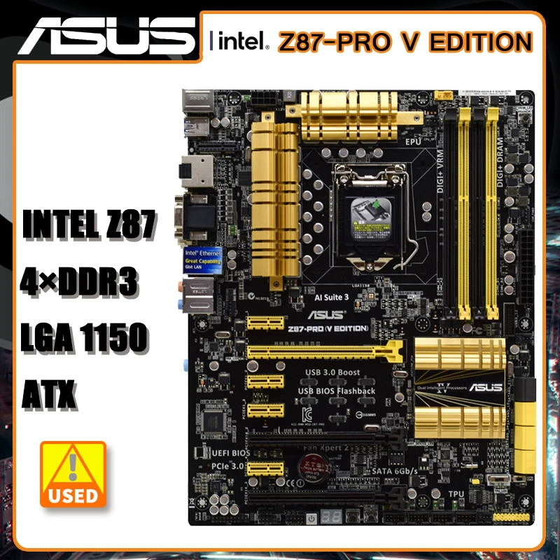 1150 anakart ASUS Z87 PRO (V EDITION) anakart Intel Z87 anakart 4 × DDR3 32GB PCI E 3.0 SATA III ...
