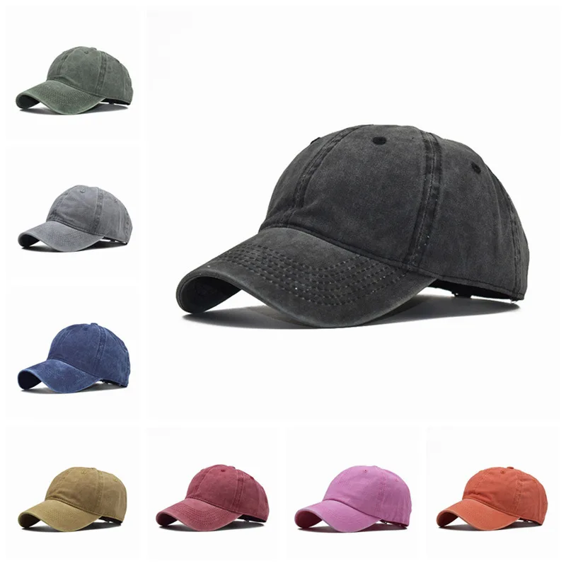 Washed-Cotton-Adjustable-Solid-Color-Baseball-Cap-Women-Men-Unisex ...