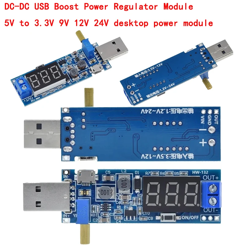 USB boost power regulator module DC-DC 5V to 3.3V 9V 12V 24V digital ...
