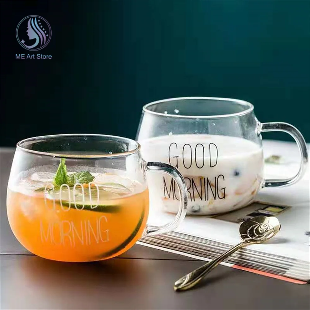 Round-Glass-Cup-Letter-Printed-Good-Morning-Transparent-Creative-Glass ...