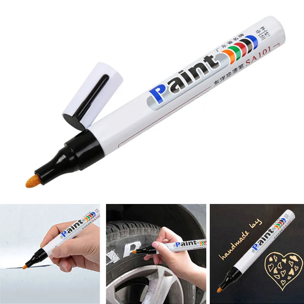 1pcs White Waterproof Cars Wheel Tire Oily Mark Pen Auto Rubber Tyre ...