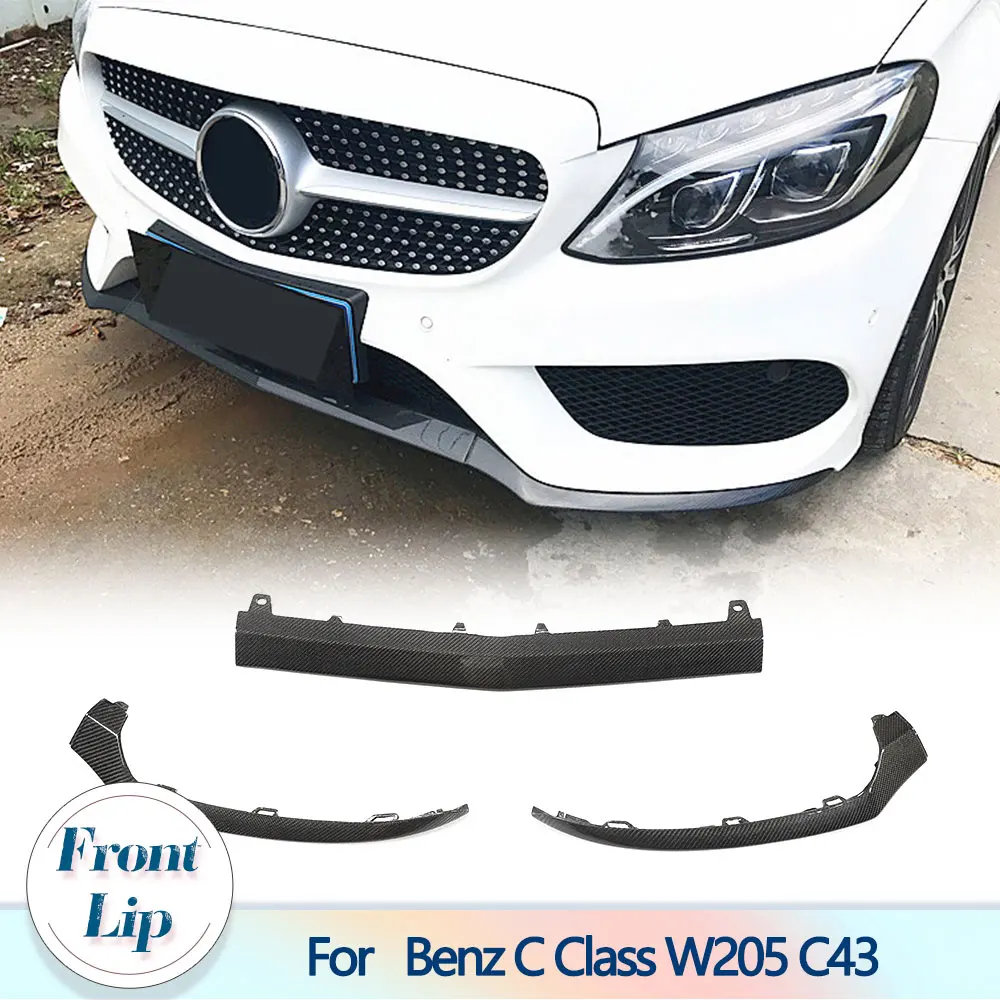 Carbon Fiber Car Front Bumper Lip Spoiler For Mercedes Benz W205 Sport ...