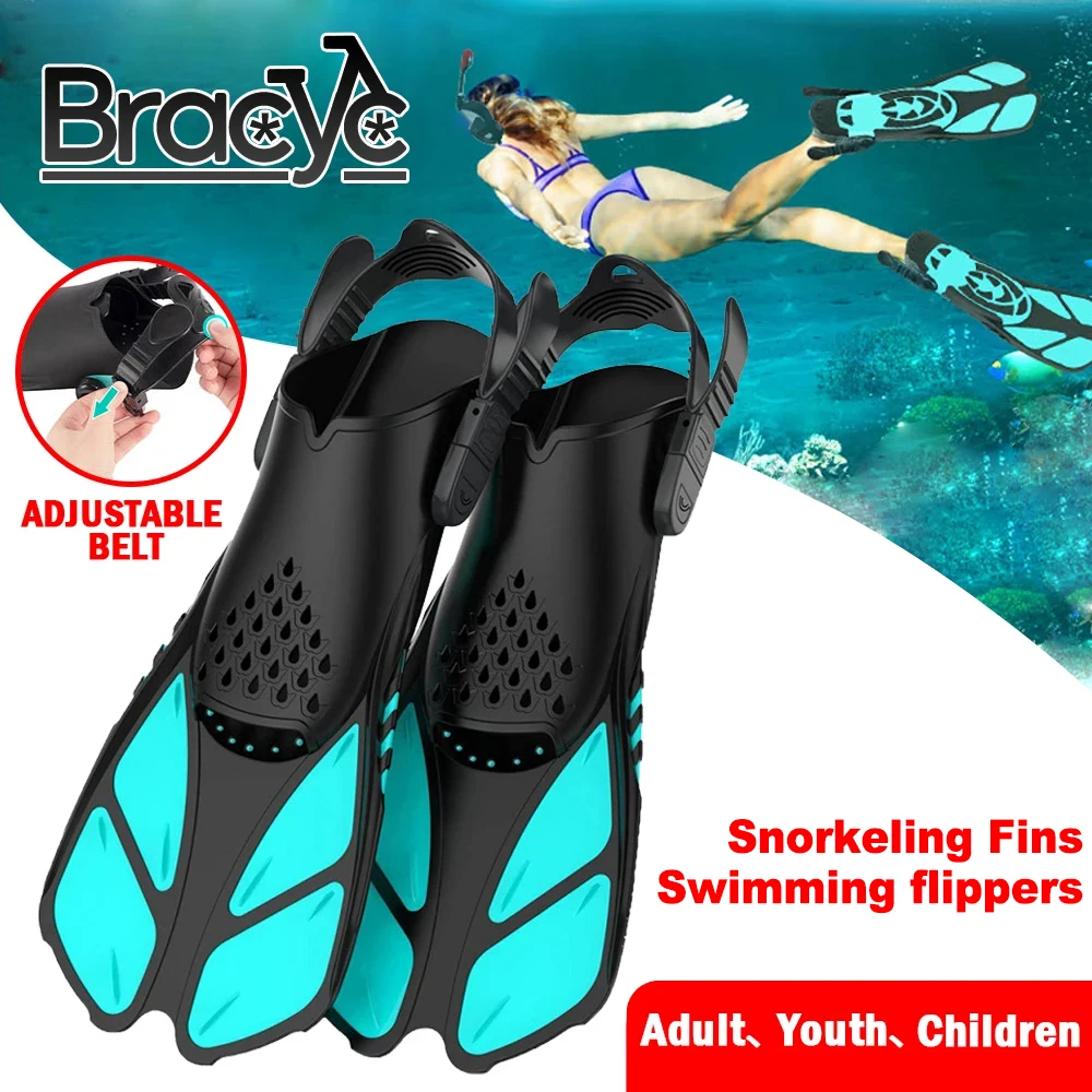 Snorkel-Fins-Adjustable-Swim-Flippers-Travel-Size-Short-Swimming-Fins ...