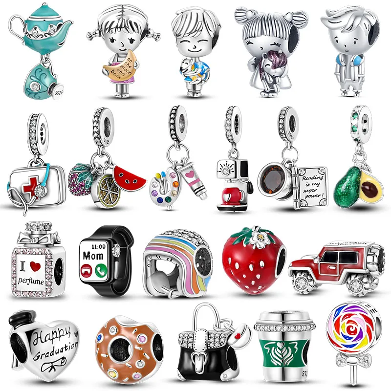 Charms 925 Silver Beads Coffee Bag Car Pendants Fit Original Pan ...