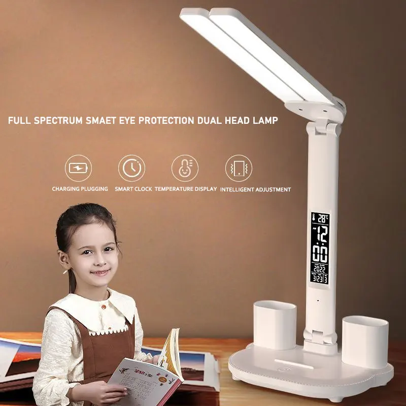 Table-Lamp-LED-Double-headed-Multifunction-Foldable-Touch-With-Calendar ...