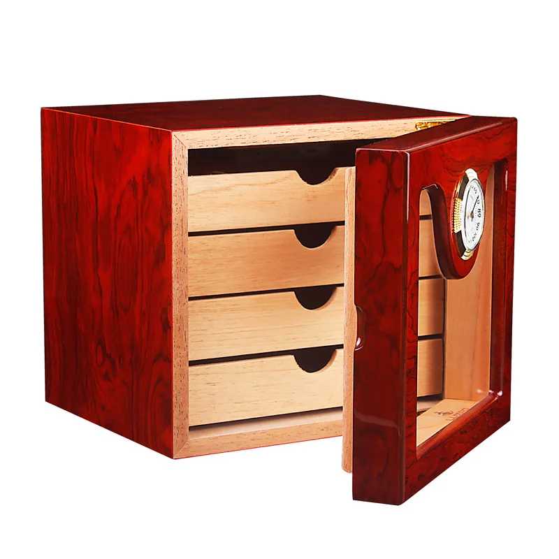 Cedar-Wood-Cigar-Humidor-Piano-Paint-Cigar-Box-4-Drawers-With ...
