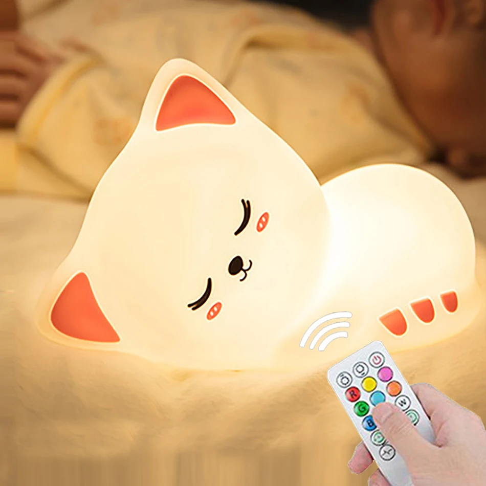 Soft-Silicone-LED-Night-Light-USB-Rechargeable-Cute-Cat-Night-Lamp-For ...