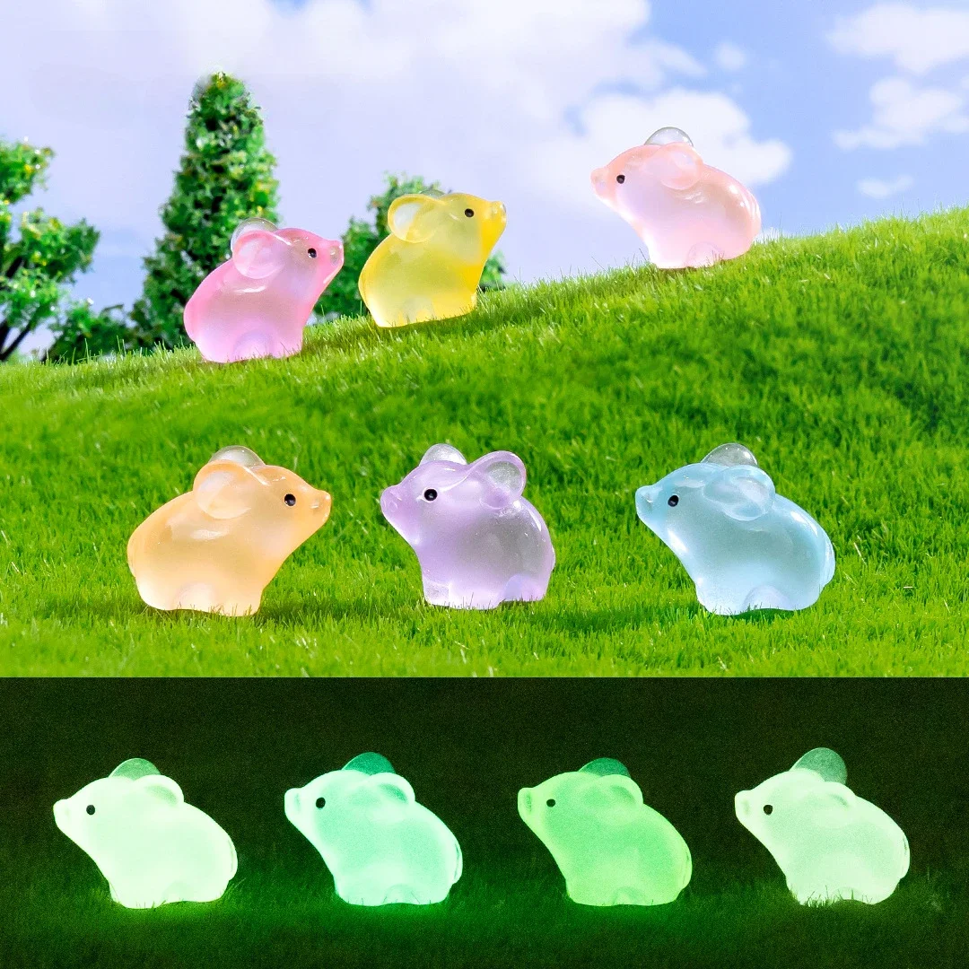 50/100PCS Mini Fluorescent Pig Ornament Miniature Figures Tiny Piglet ...
