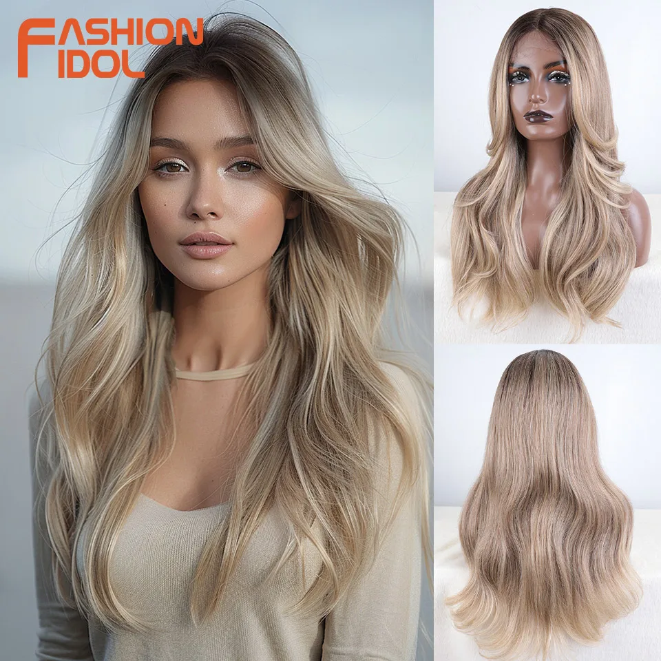 FASHION IDOL 24 inch Lace Front Wigs For Women Synthetic Wigs With Baby ...