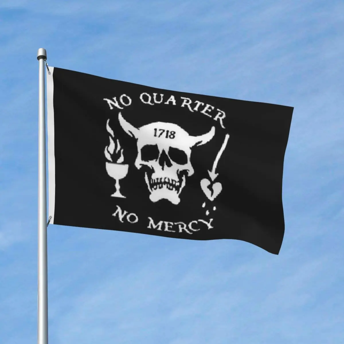 PIRATE-NO-QUARTER-NO-MERCY-1718-SKULL-BLACK-Flag-Decor-3x5FT-Polyester ...