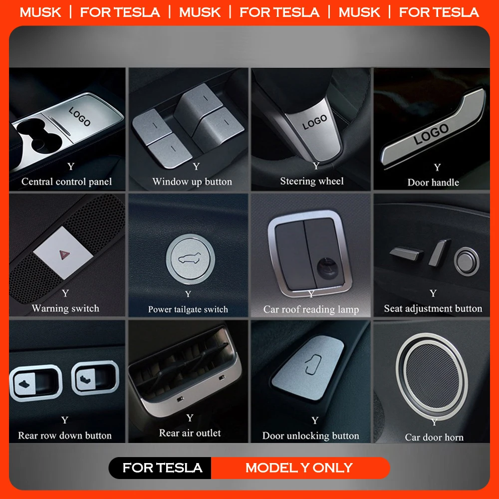 Whole-Car-Aluminum-Alloy-Stickers-For-Tesla-Model-Y-2023-2022-2021-Door ...