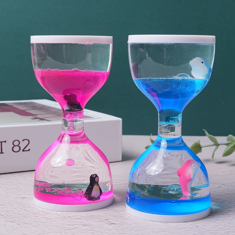 Liquid Hourglass Sand Timer Relief Stress Lovely Satisfying Sensory Oil ...
