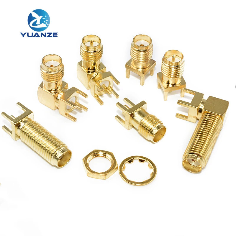 5Pcs SMA Female Jack Male Plug Adapter Solder Edge PCB Straight Right ...