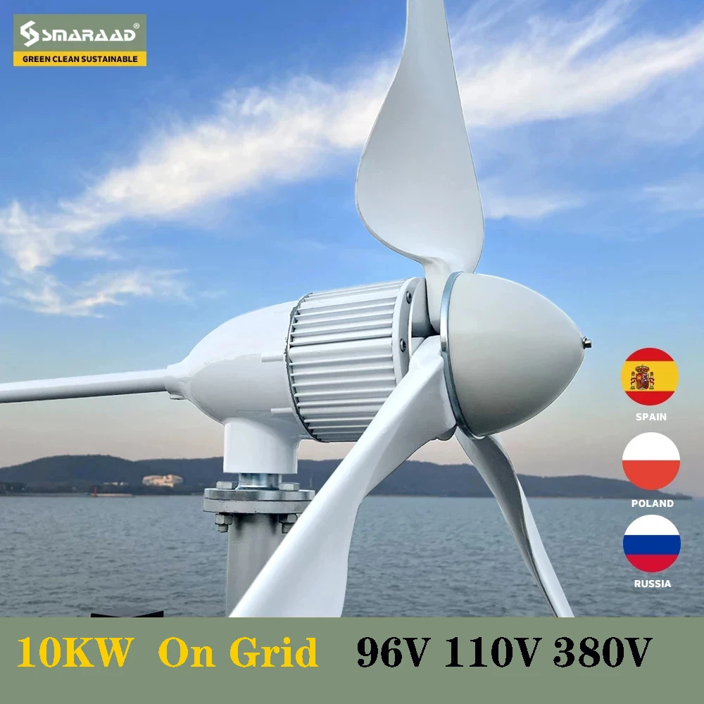 10KW Wind Turbine Generator 48V 96V On Grid Free Energy Generators Free ...