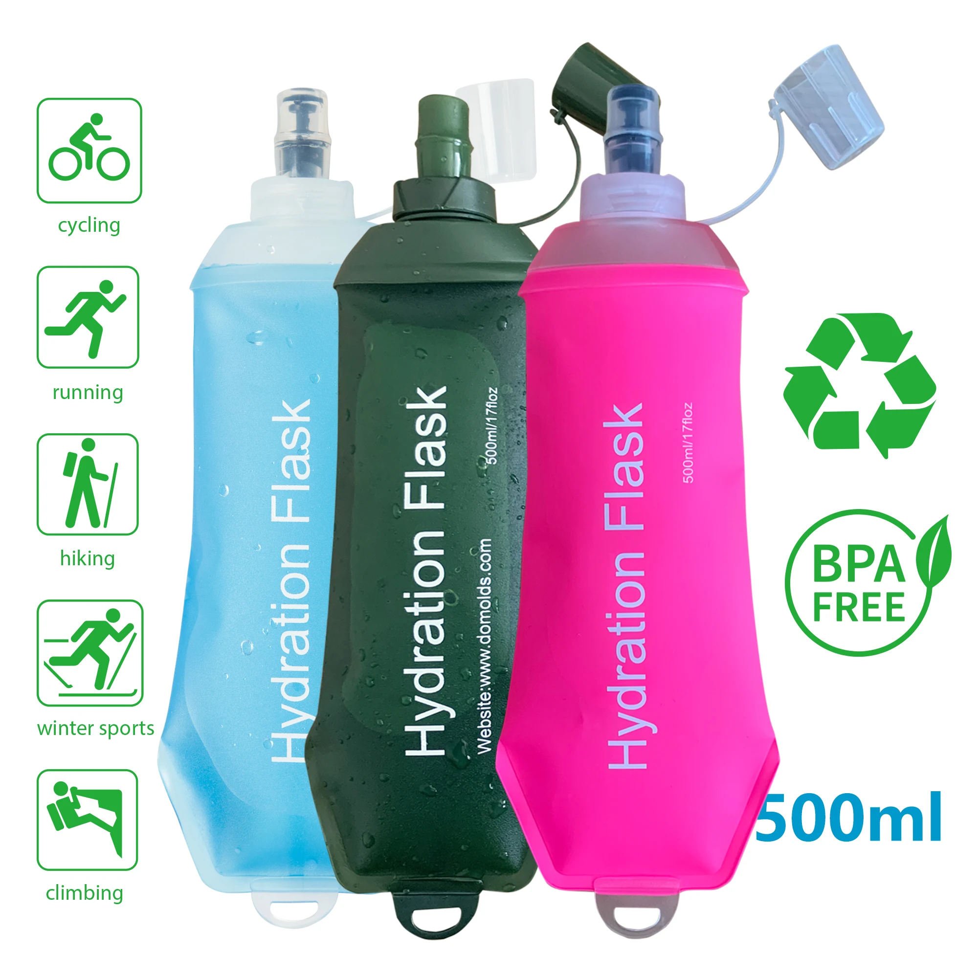 AXEN-500ML-Collapsible-Water-Bottle-TPU-Flask-Folding-Soft-Flask-for ...