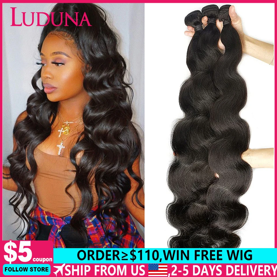 Luduna Body Wave Bundles Human Hair Brazilian Hair Weave Bundles 1/3/4 ...