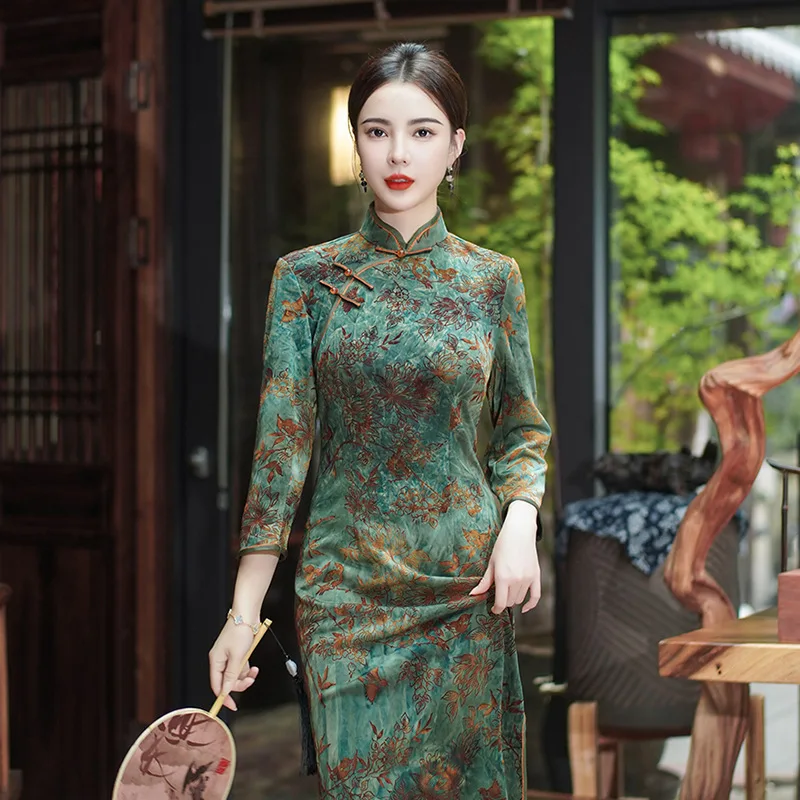New-5-Color-Women-Cheongsam-Improved-Winter-Plus-Size-Dress-Chinese ...
