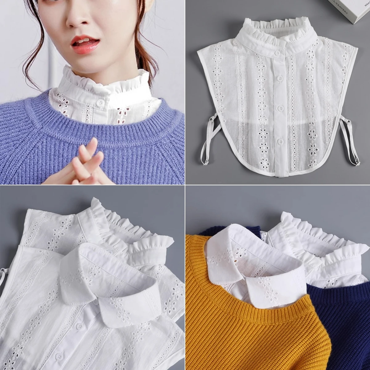 Fake-Collars-Woman-Removable-Shirt-Collar-Insert-Sweater-Collar-White ...