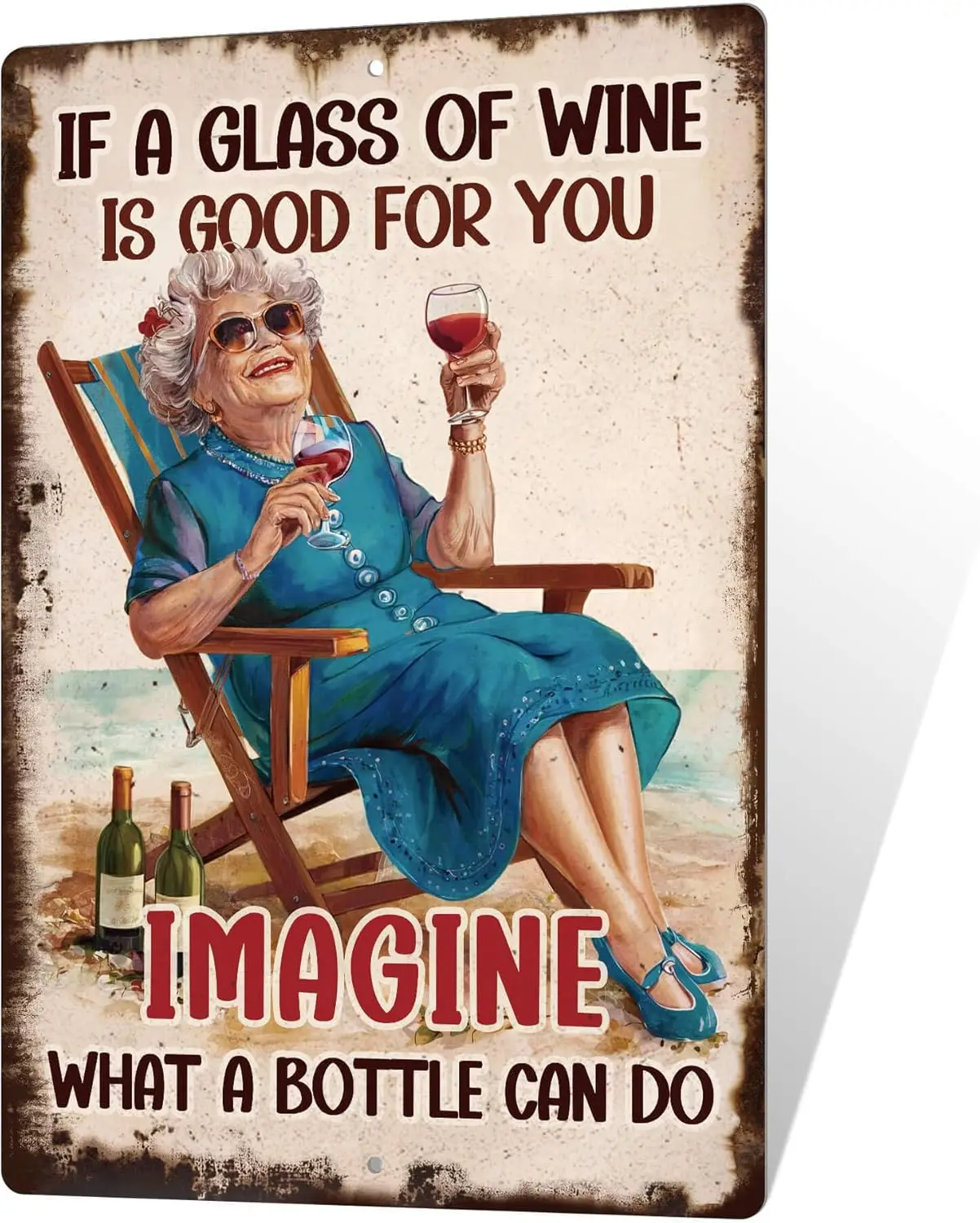 Putuo Decor Funny Metal Signs For Home Bar Wine If A Glass Of Wine Is ...