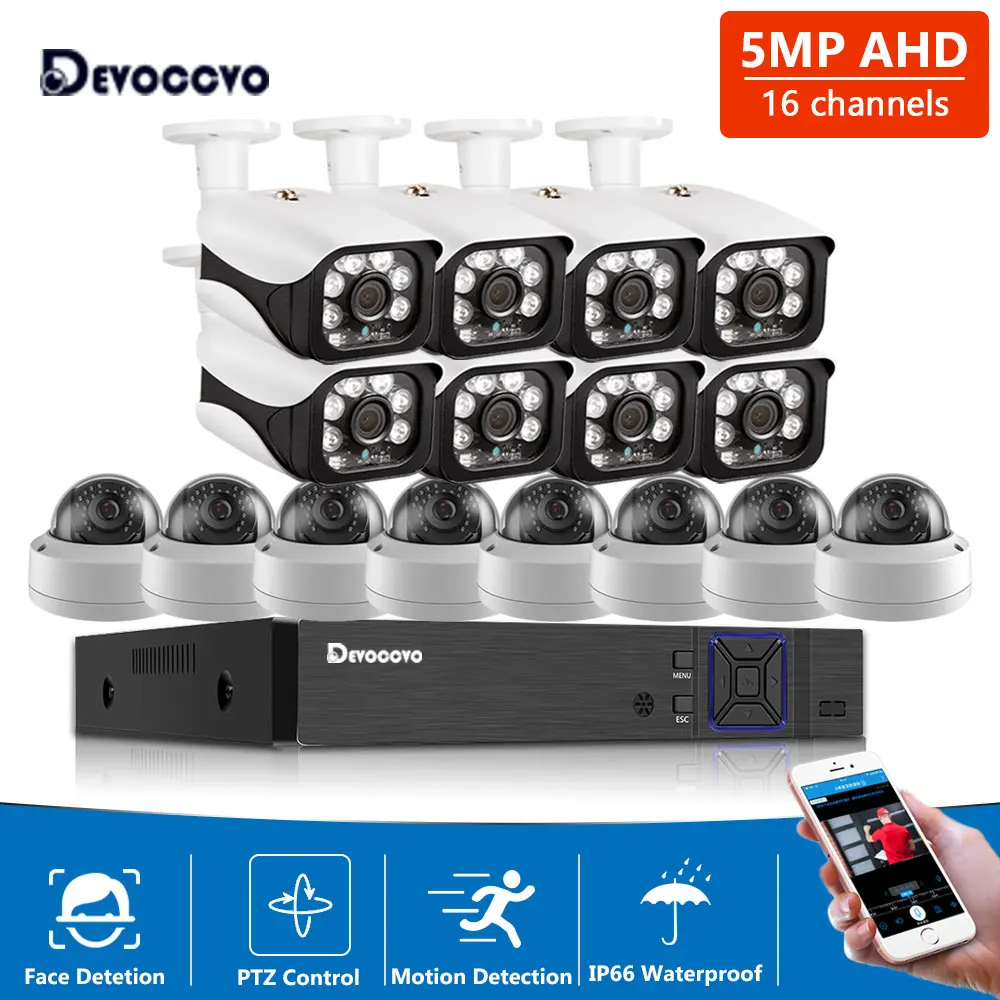 5MP 16CH CCTV AHD Security Camera Full Set Outdoor Waterproof DVR ...