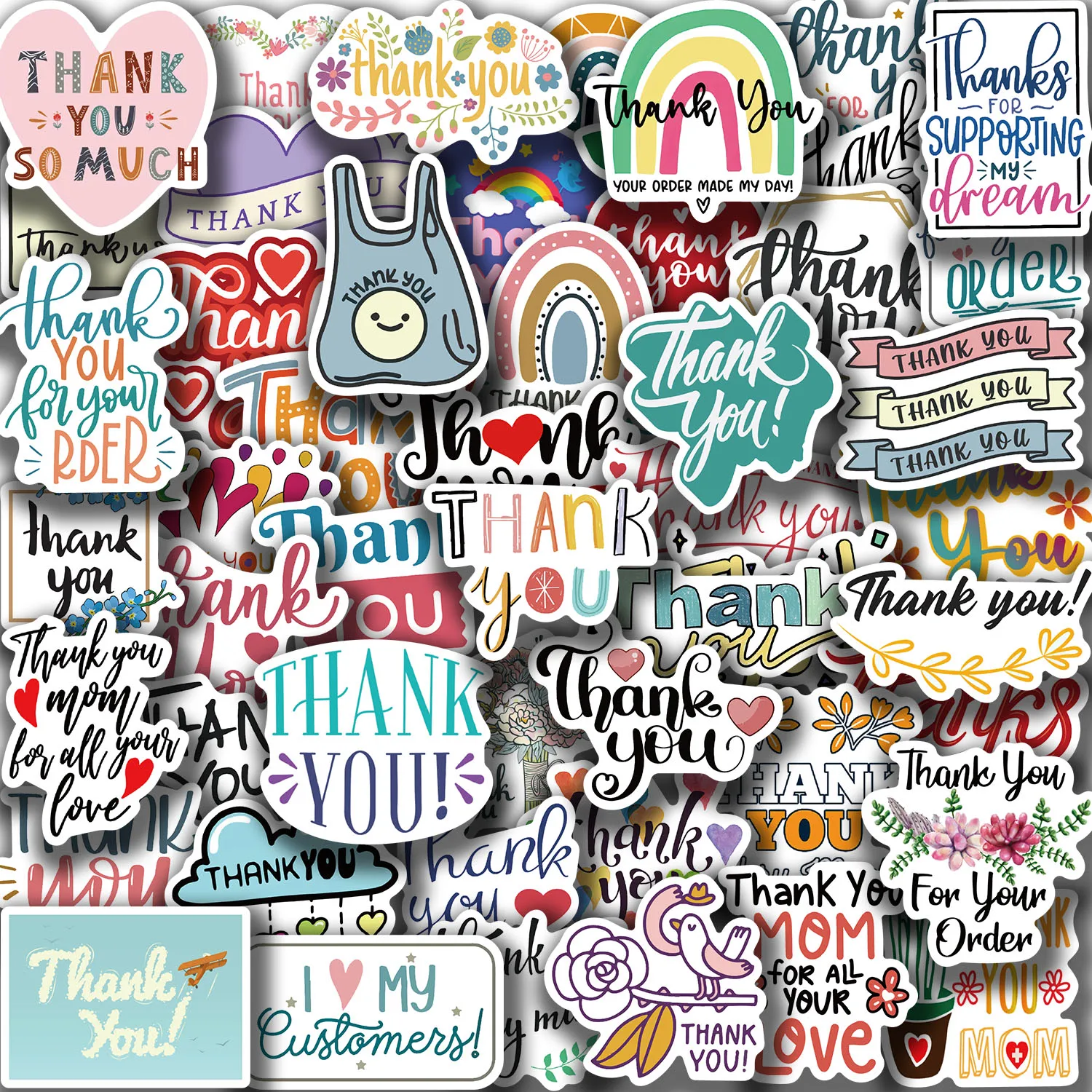 50Pcs Thank You Graffiti Stickers Creative Funny Fashion Decorative ...