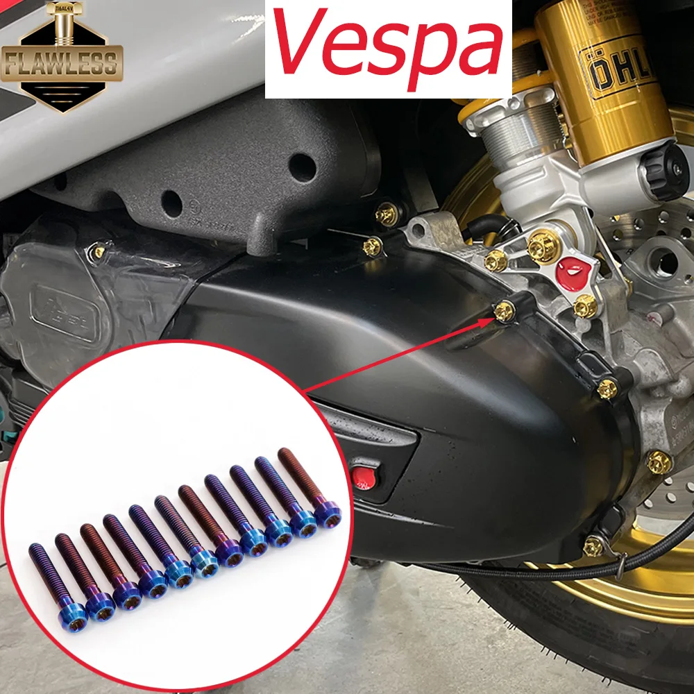 FLAWLESSTI Gr5 Titanium Bolts Engine Crankcase Bolts M6 For Vespa ...