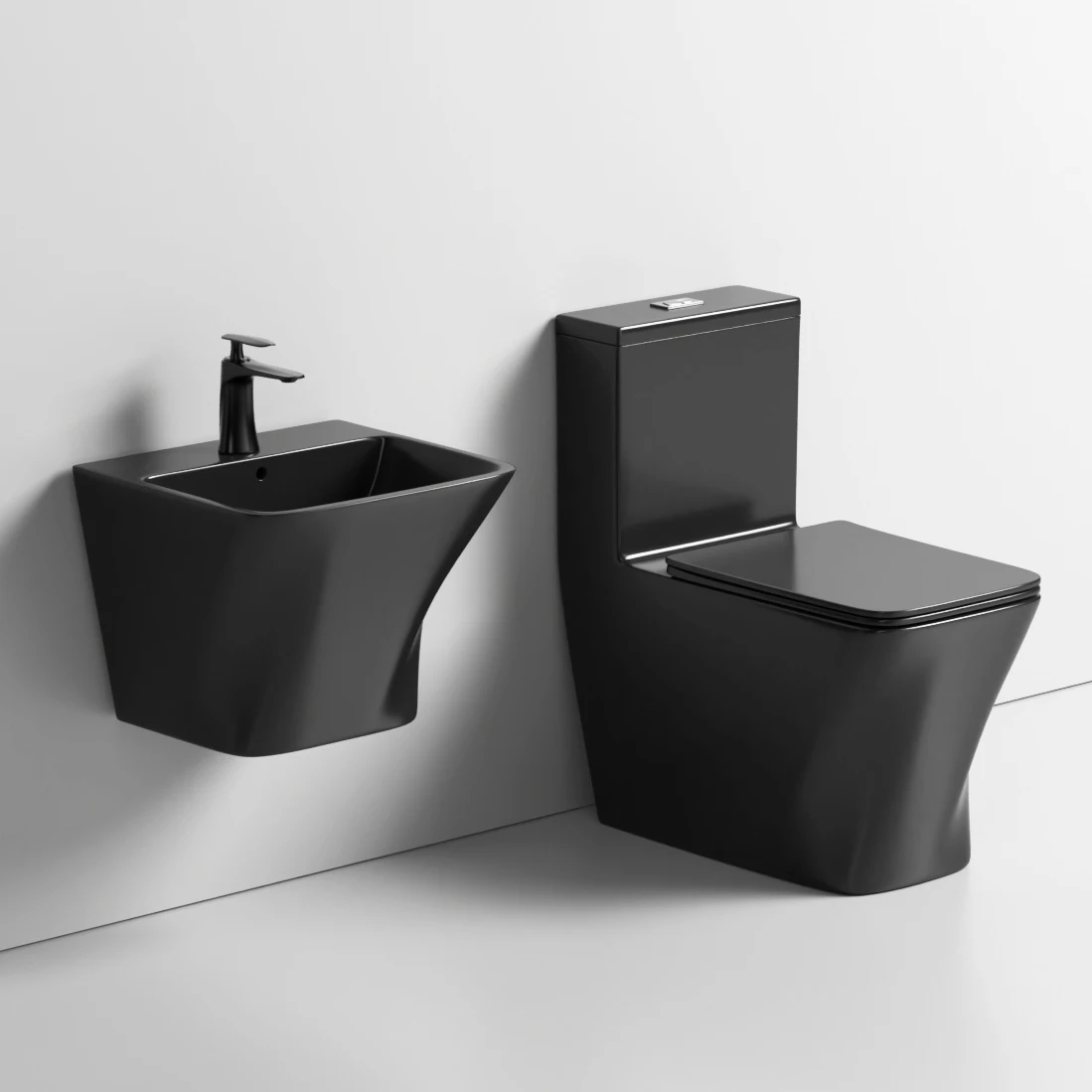 Customizable-Color-Sanitary-Ware-Matt-Black-Wall-Hung-Basin-And-One ...