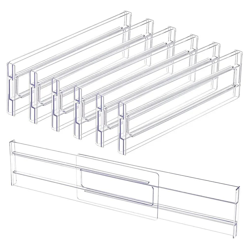 4-8PCS-Clear-Drawer-Dividers-Organizer-Adjustable-Cabinet-Storage ...