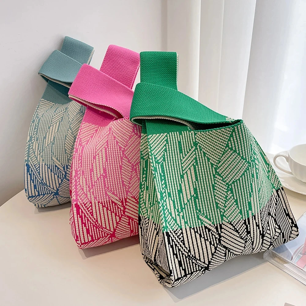 Handmade-Knit-Handbag-Women-Mini-Knot-Wrist-bag-Female-Casual-Color ...