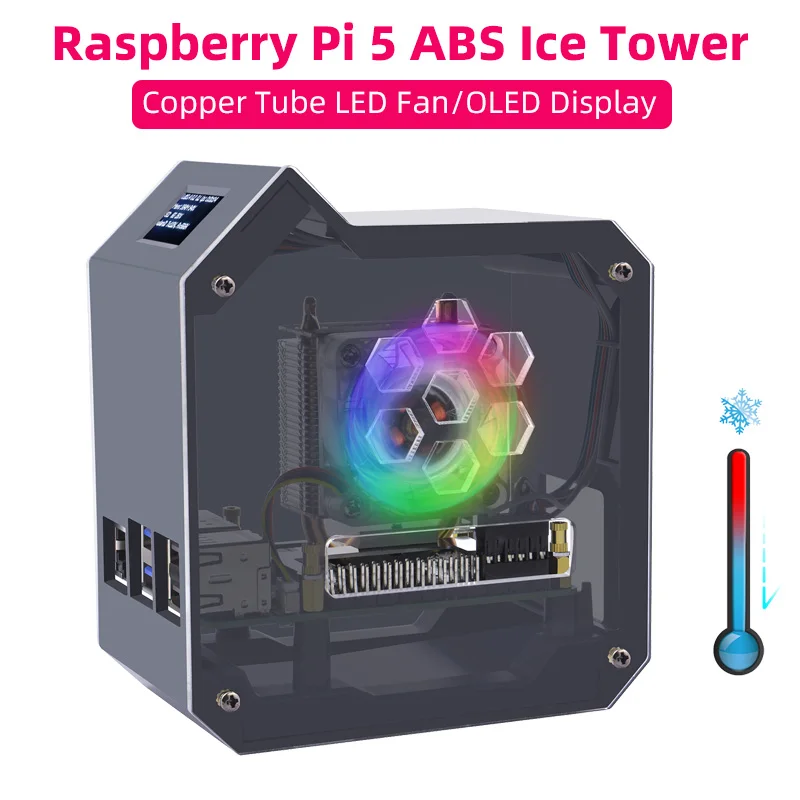 Raspberry-Pi-5-ABS-Mini-Tower-Case-Copper-Tube-Ice-Tower-Fan-PWM-JST ...