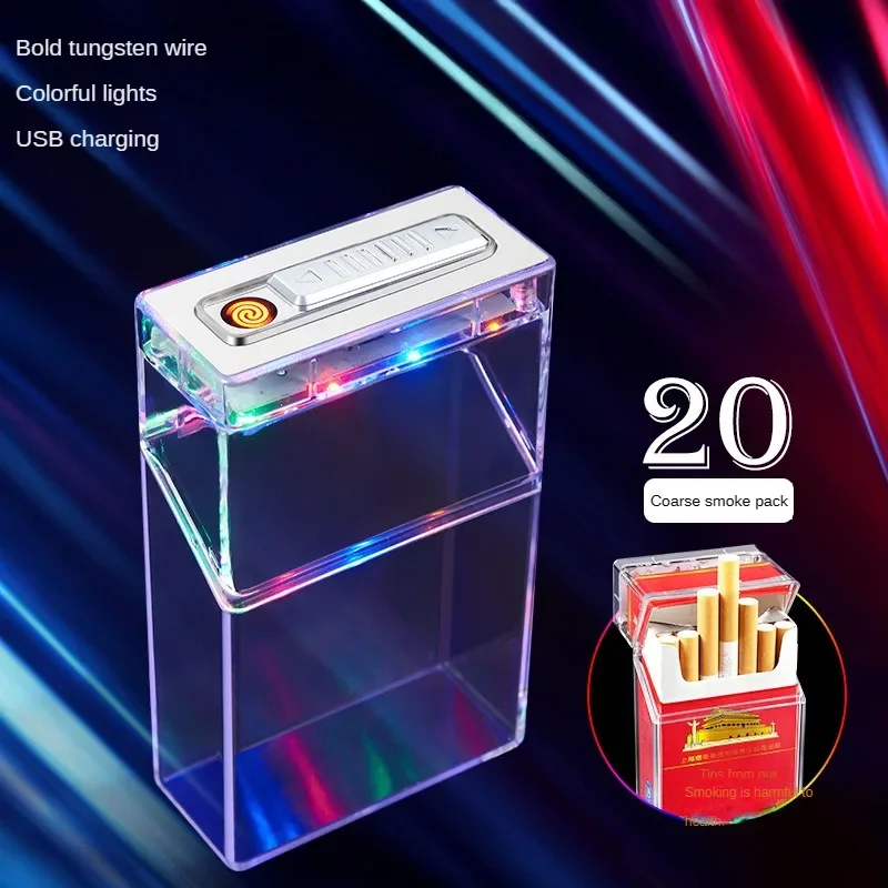 Cigarette Case and Lighter in One, 20 Standard Cigarette Case with USB ...