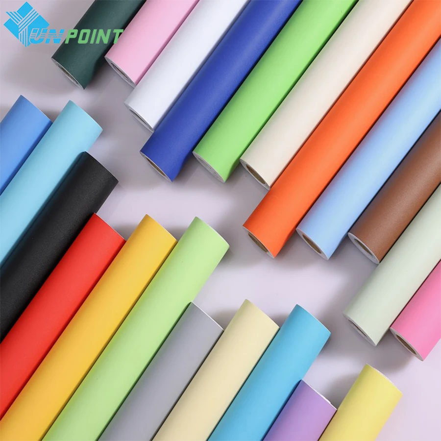 Solid Matt Vinyl Self Adhesive Wallpaper DIY Waterproof Wall Stickers ...