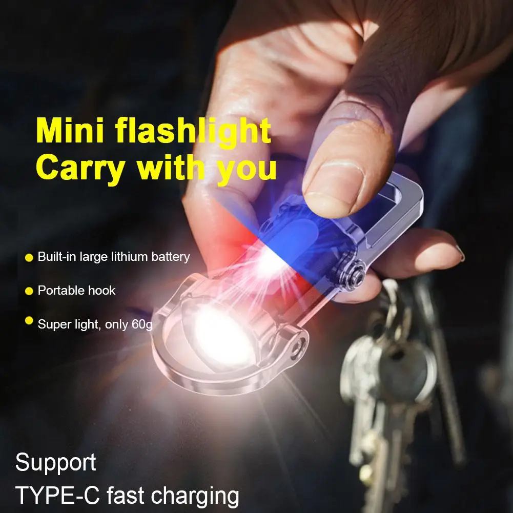 Rechargeable Keychain Flashlights 800 Lumens EDC COB Work Light 7 Modes ...