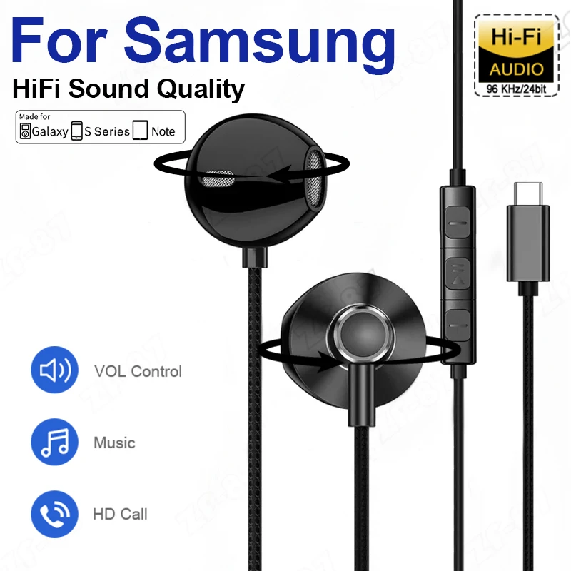 USB-C-Wired-Earbuds-HiFi-Bass-Stereo-Type-C-Headphone-For-Samsung ...