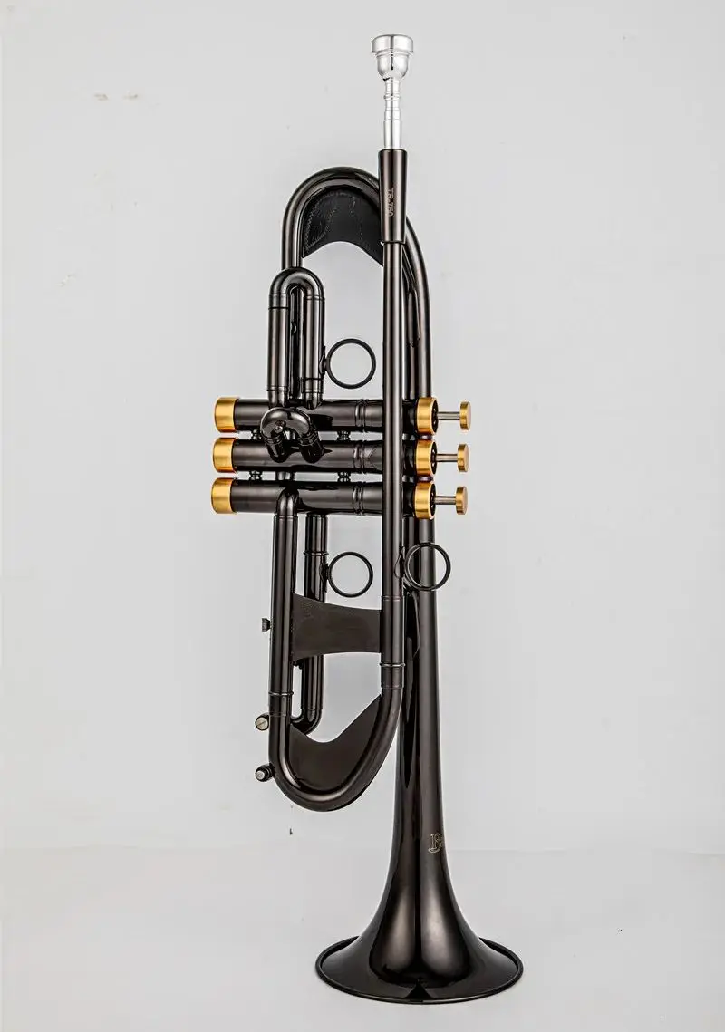 Trompeta-peque-a-TR-750-Bb-llave-de-n-quel-negro-y-oro-instrumentos-de ...