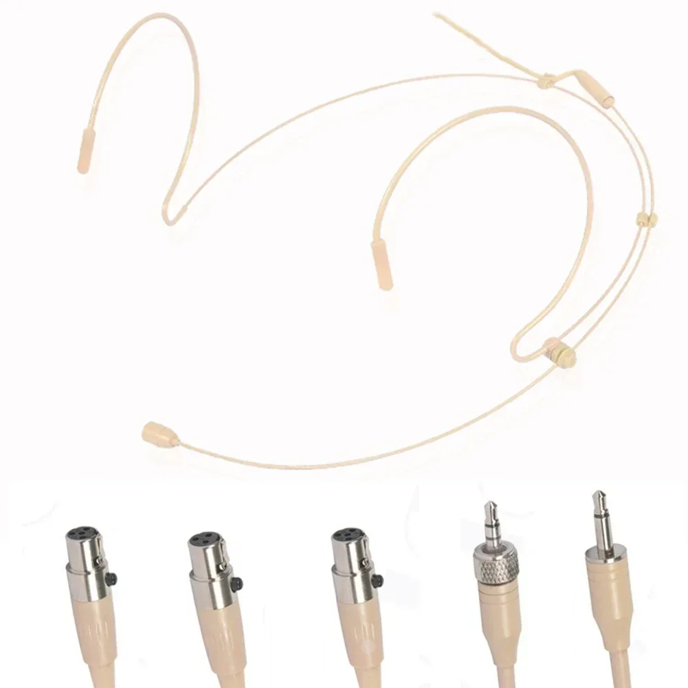 Beige Double Earhook Headset Mic Headworn Microphone 3.5mm 3 Pin For 4 ...