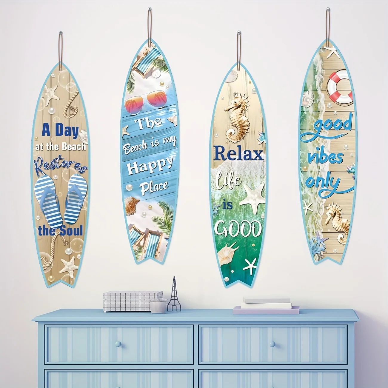 4 Pcs Surfboard Party Banner Pool Wall Decor Surfboard Wall Hanging ...