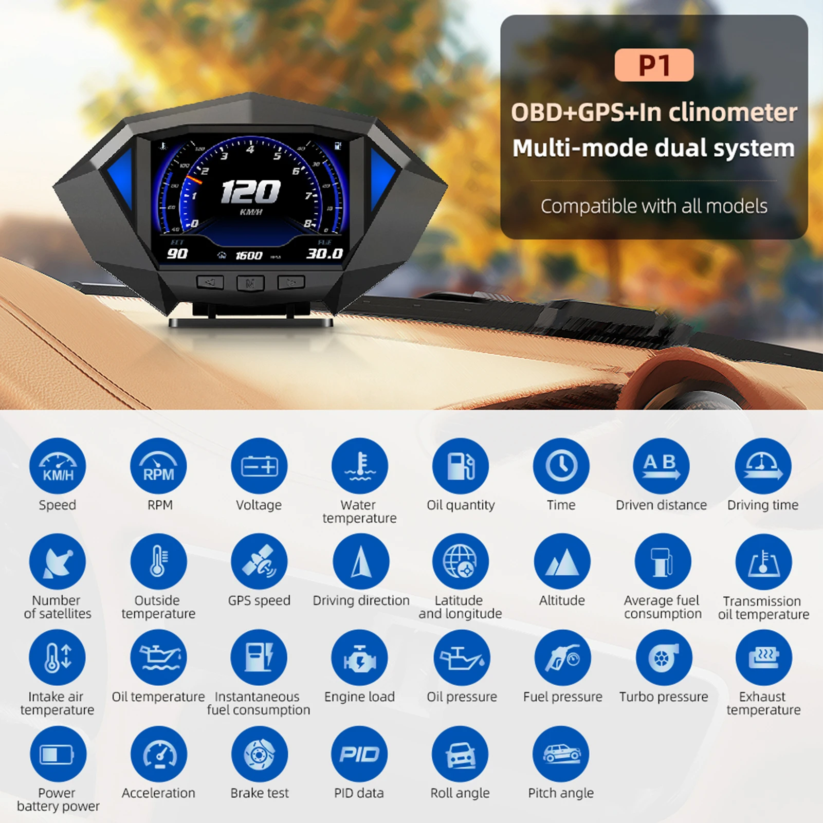 GPS-Speed-Meter-OBD-Speedometer-Display-Speed-Voltage-Water-temperature ...
