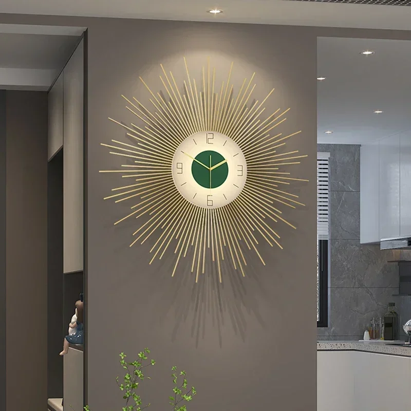 Modern Big Size Wall Clock Luxury Silent Digital Creative Metal Clock ...