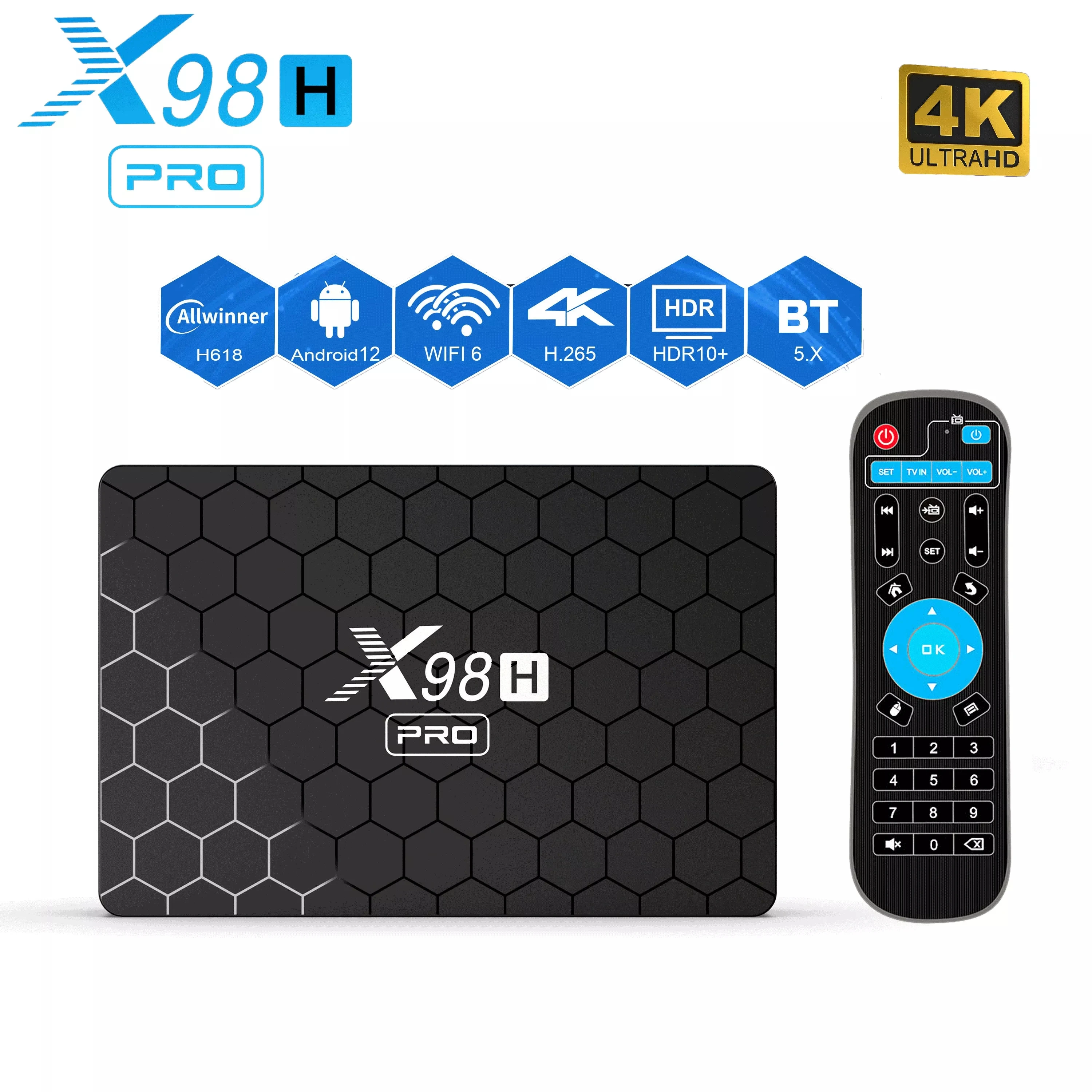 Caixa-superior-ajustada-Smart-3D-Media-Player-Android-12-X98H-PRO-BT-4K ...